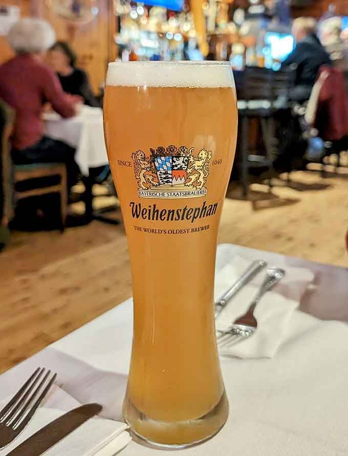 A tall, cold Weihenstephan wheat beer in a Brooklyn dining room. Some things are just perfectly right.