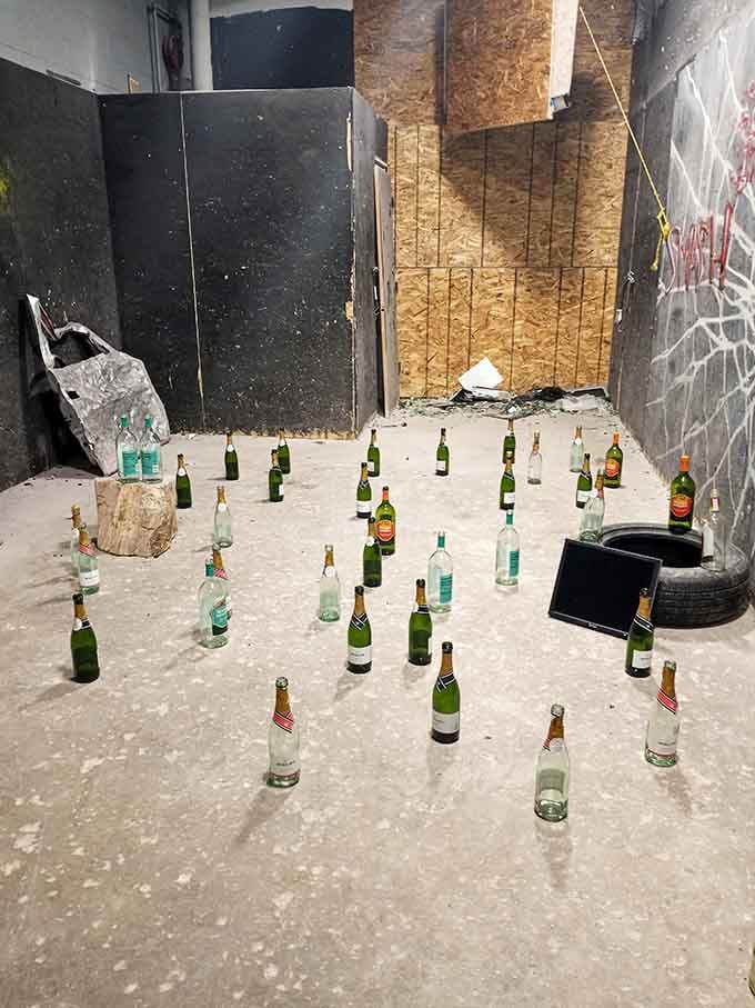 Rows of bottles standing at attention, blissfully unaware of what's coming. It's oddly beautiful, in a doomed sort of way.