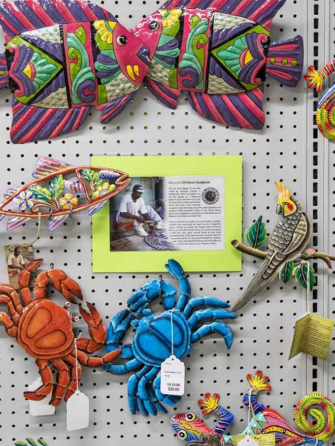 Vibrant recycled metal art that transforms ocean creatures into wall-worthy masterpieces, proving trash really is someone's treasure.