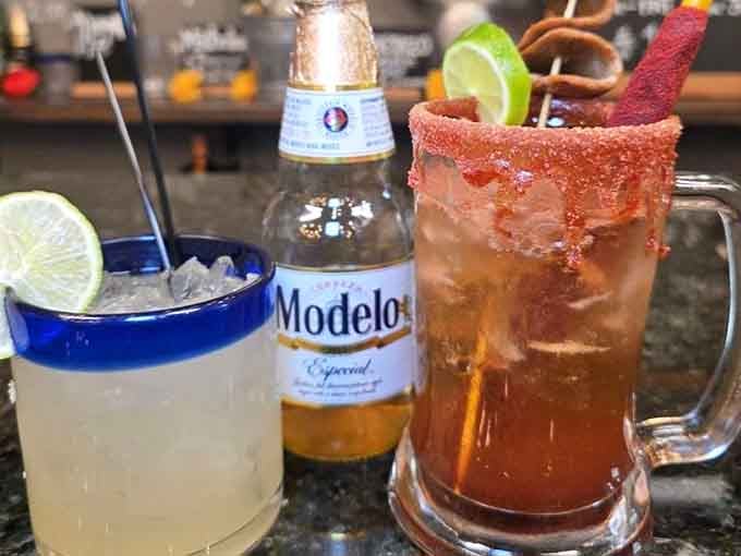Margaritas and micheladas ready to complement your meal, because sometimes lunch deserves a little celebration.