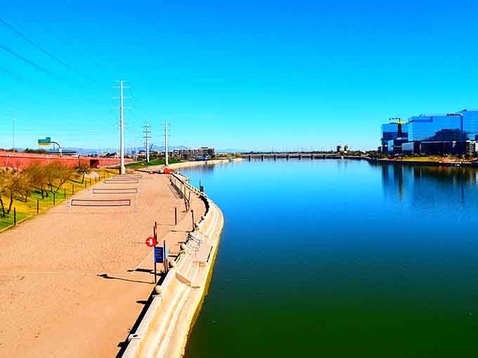 The lake stretches out ahead of you like a giant mirror that Arizona forgot to hang on a wall.