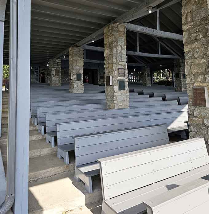 Simple wooden benches, open skies, and a view that makes every sermon feel like it was written just for you.