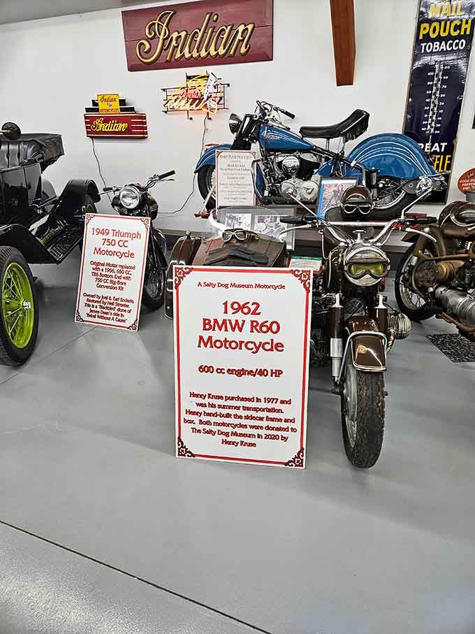Vintage motorcycles share the spotlight, proving two wheels can be just as captivating as four.