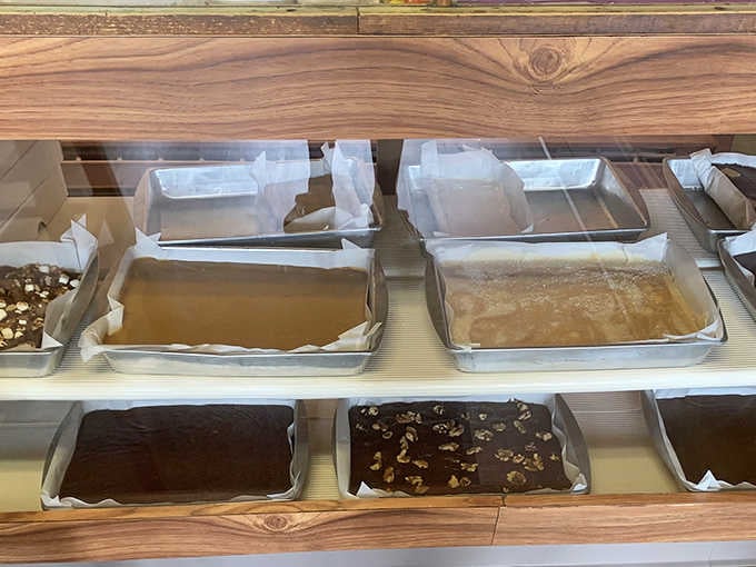 Slabs of fudge so smooth they could double as edible velvet if that were actually a thing.