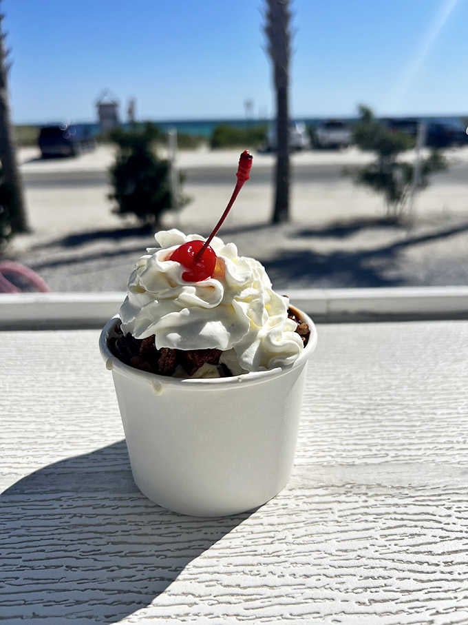 A sundae with a cherry on top, enjoyed with a Gulf Coast breeze, is basically a perfect afternoon.