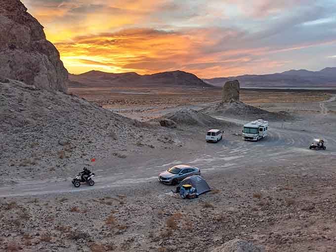That sunset isn't filtered or edited. The Trona Pinnacles just casually does this every single evening.