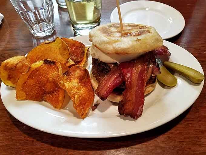 That burger stacked with bacon and served on focaccia proves this kitchen doesn't play favorites with any cuisine.