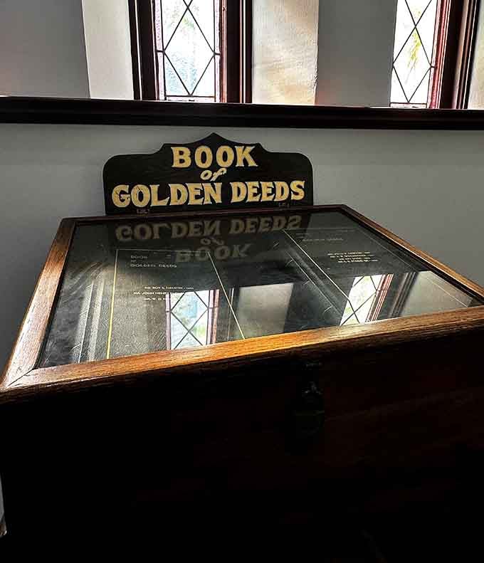 Some books are so special they get their own display cases, like celebrities at a very intellectual party.