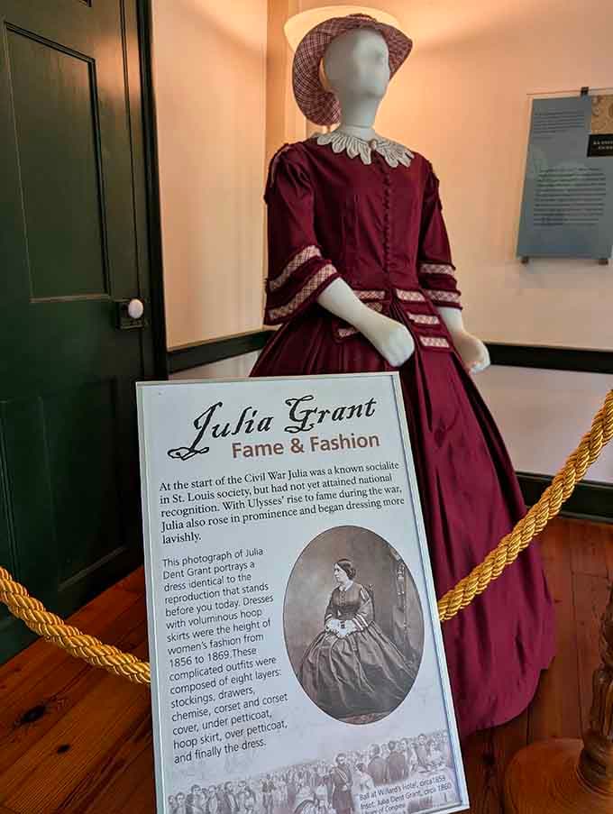 Eight layers of fabric, a hoop skirt, and pure determination. Julia Grant dressed like she meant business, because she absolutely did.