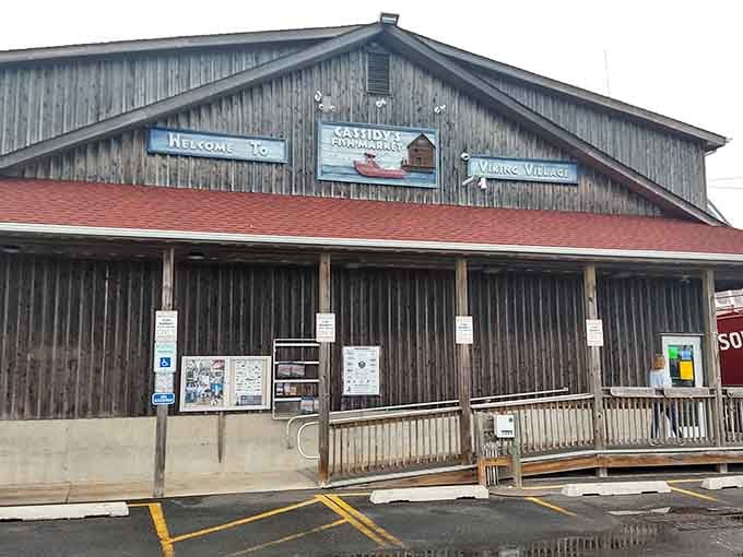 The main fish market building stands like a salty sentinel, welcoming visitors to the freshest seafood around.