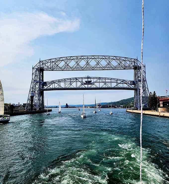The Aerial Lift Bridge from the water is a whole different experience than seeing it from the shore.