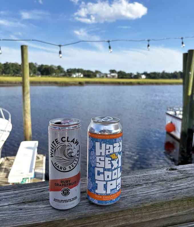 Cold drinks on a warm dock with water views. Honestly, life doesn't require much more than this.