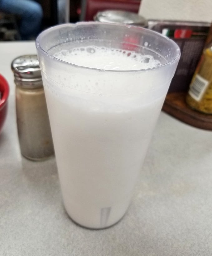 Cold milk in a proper glass because some beverages don't need fancy presentation to be absolutely perfect with pie.