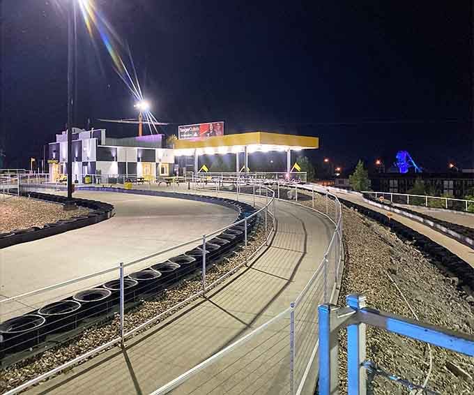 The track looks just as thrilling under the lights. Night racing hits differently, and your adrenaline already knows it.