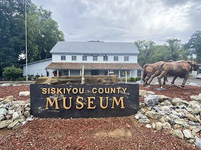 The Siskiyou County Museum greets you with life-sized sculptures outside, because first impressions here are anything but boring.