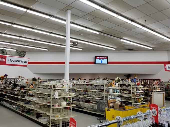 Housewares aisles packed tighter than your grandmother's china cabinet, minus the "don't touch" rule and astronomical prices.