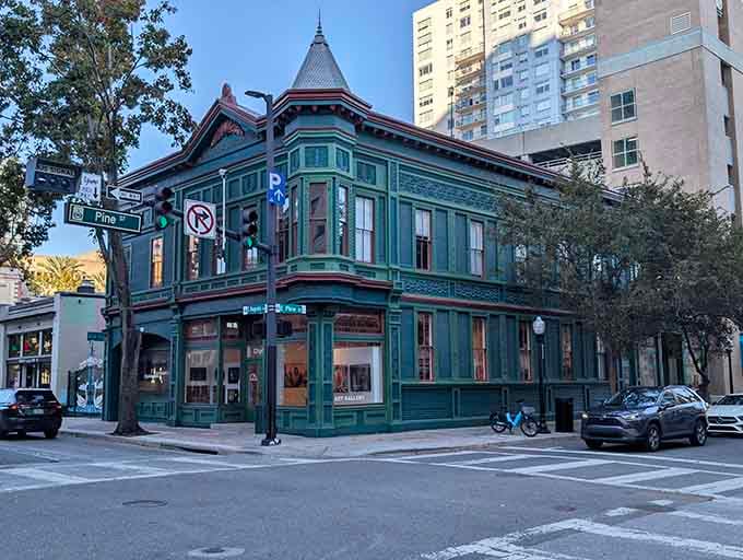 CityArts glows warmly at dusk, its Victorian woodwork and deep green paint making downtown Orlando feel like a different century entirely.