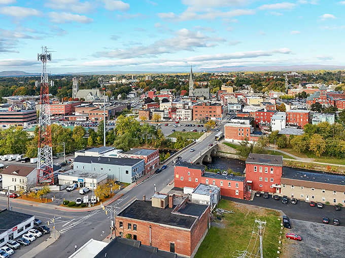 Plattsburgh spreads out beautifully from above, church steeples and autumn color telling a story that absolutely demands a closer look.