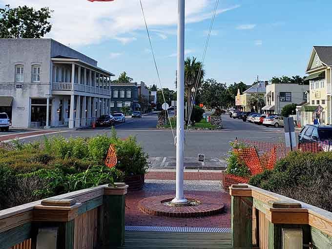 That flagpole view down Saint Marys' main street tells you everything, this town has serious, timeless character.