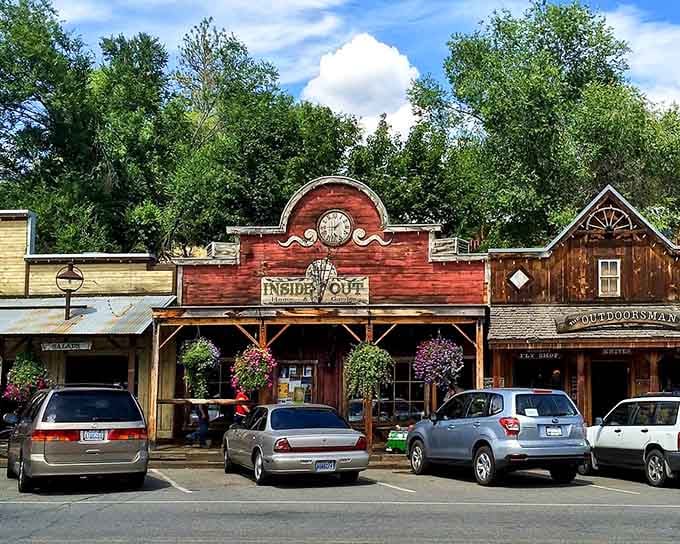 Winthrop's "Inside Out" and "The Outdoorsman" storefronts, draped in hanging flowers, prove the Wild West can be surprisingly charming.