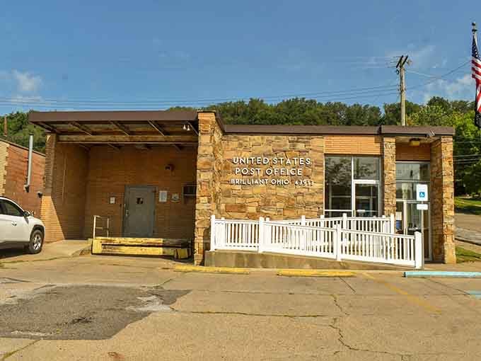 Even the post office in Brilliant, Ohio looks solid and dependable, much like the town itself.