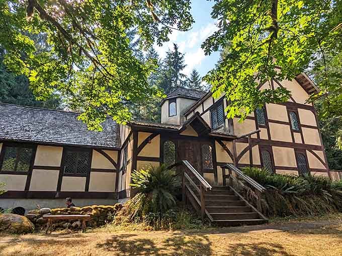 Sunlight pours through the canopy onto Camlann's half-timbered great hall, and for a moment you'd swear you could hear a lute playing somewhere nearby.
