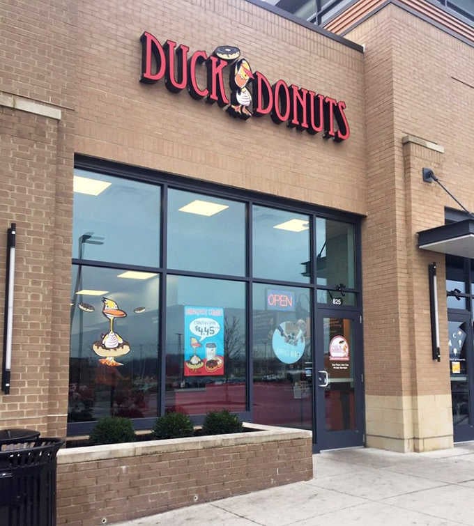 The "825" address and that bright "Open" sign in the window mean your made-to-order donut adventure is ready and waiting.