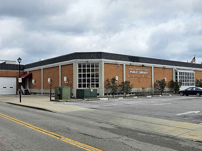 The Findlay-Hancock County Public Library stands solid and welcoming, the kind of community anchor that tells you everything about a town's character.