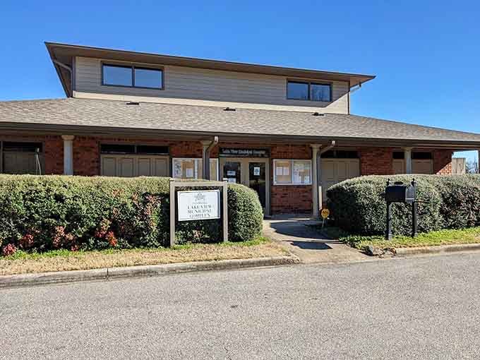 Bright Alabama sunshine makes that Lake View Municipal Complex sign practically sparkle with civic pride.