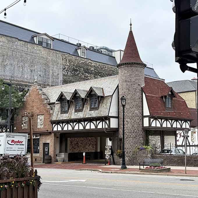 That soaring stone turret anchors Mader's streetside presence like a Milwaukee landmark that refuses to be anything but extraordinary.