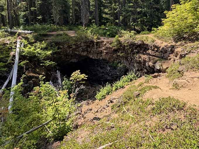 A wider view of the same volcanic collapse reveals just how boldly nature reshapes itself without asking permission.