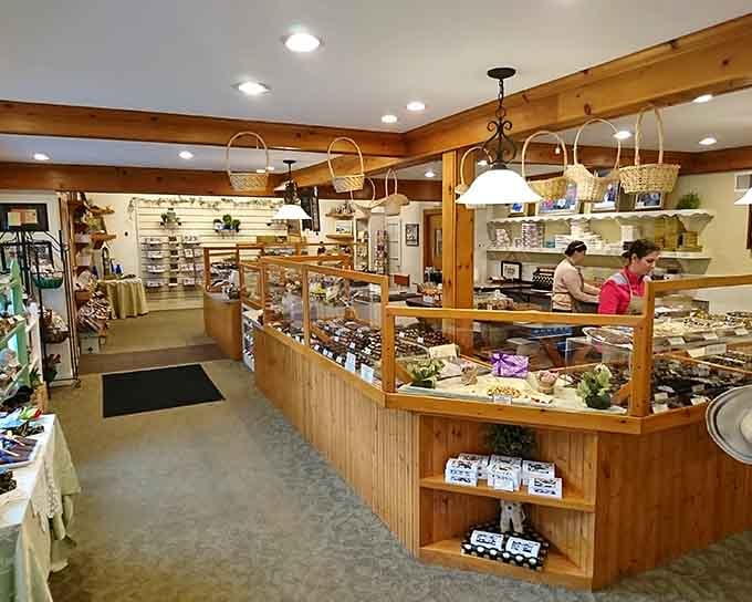 Warm wood counters, hanging baskets, and glass cases packed with chocolates &mdash; Richardson's interior is every sweet tooth's idea of paradise.