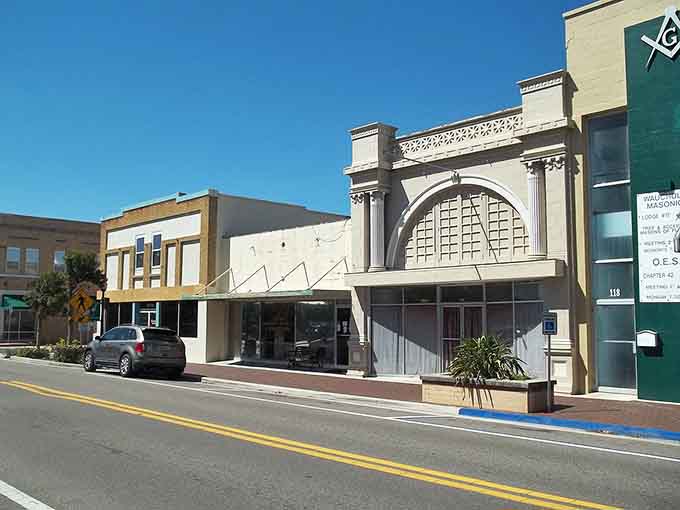 That grand arched facade next to the Masonic lodge gives Wauchula's main street a dignified, old-Florida gravitas.