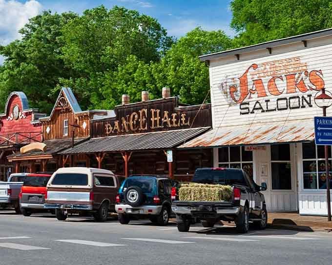 A dance hall, a saloon, and a hay bale in a truck bed &mdash; Winthrop commits to the frontier spirit with genuine gusto.