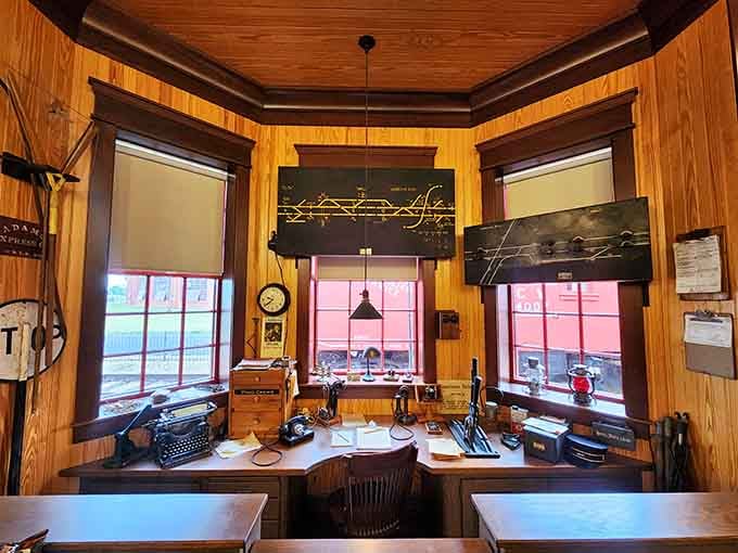 The station agent's office looks so authentic you half expect someone to hand you a telegraph message.