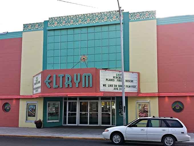 The Eltrym Theatre's retro marquee reminds us that entertainment doesn't require streaming services or a monthly subscription fee to enjoy.