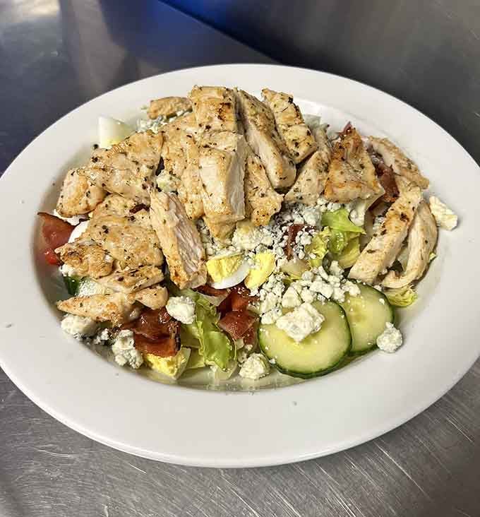 A grilled chicken salad that proves eating well and eating happily are not mutually exclusive goals.