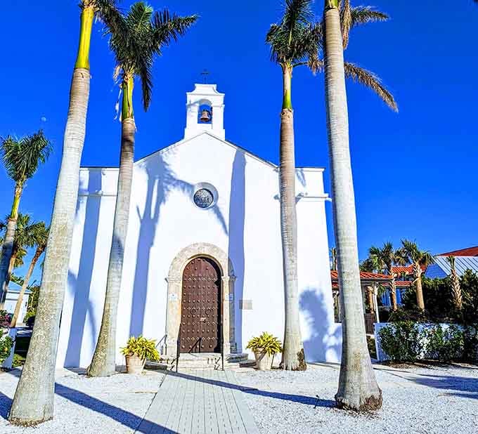 Our Lady of Mercy Catholic Church brings Mediterranean elegance to the Gulf Coast with stunning white-washed simplicity.