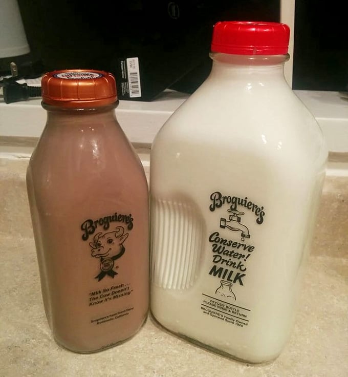 Two bottles, endless possibilities. The chocolate and whole milk side by side look like the best duo since peanut butter met jelly.