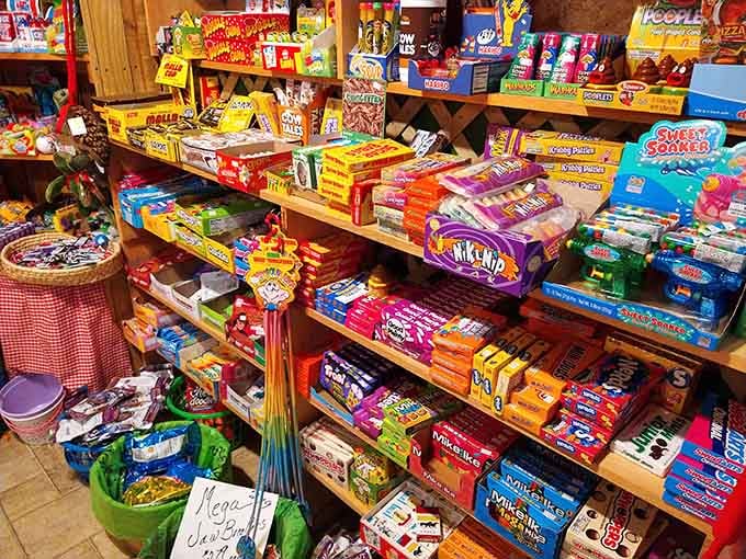 Swedish Fish, Harry Potter candy, and Mamba all sharing one shelf. This store contains multitudes, and that's a beautiful thing.