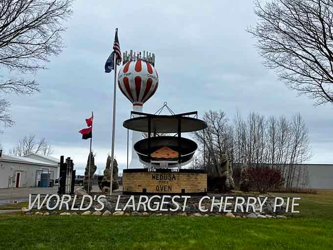 World's Largest Cherry Pie monument celebrates Michigan's fruit obsession with the enthusiasm it absolutely deserves and then some.