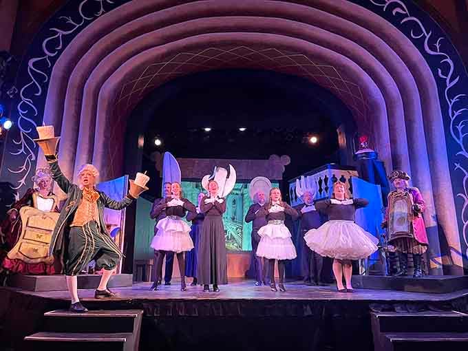 Colorful costumes light up the stage where community theater rivals anything you'd pay Broadway prices for.