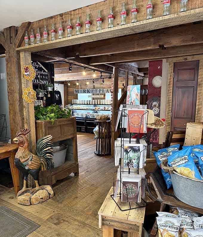 Warm wood beams, vintage Coca-Cola bottles, and local goods everywhere, Kelly's Kitchen is the kind of place you don't want to leave.