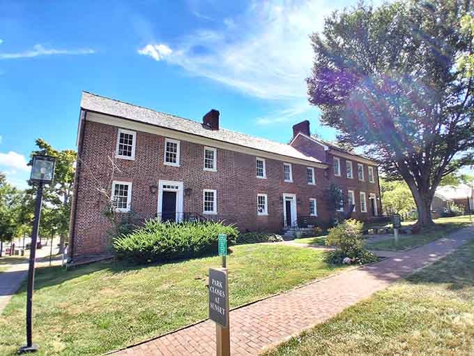 Fisher's Row showcases the elegant brick architecture that defined early Danville's commitment to permanence and community.