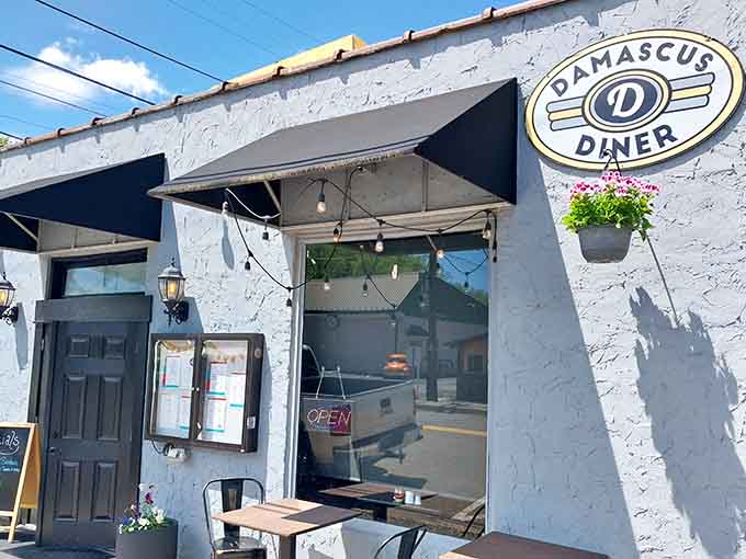 The Damascus Diner's cheerful storefront is basically the town saying, "Hungry hiker, we've been expecting you."