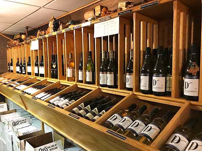 Rows of Debonné bottles standing at attention, ready to report for duty at your dinner table.