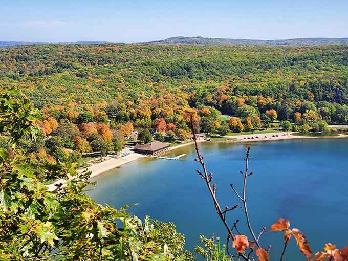 The North Shore in full fall glory, where the bluffs meet the water and the whole scene just shows off shamelessly.