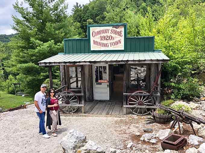 A 1920s mining town company store that looks straight out of a Western. Wagon wheels included, no extra charge.