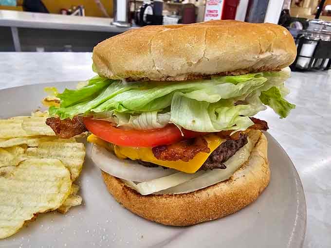 Hand-pattied fresh daily, this bacon cheeseburger is the reason road trips were invented in the first place.