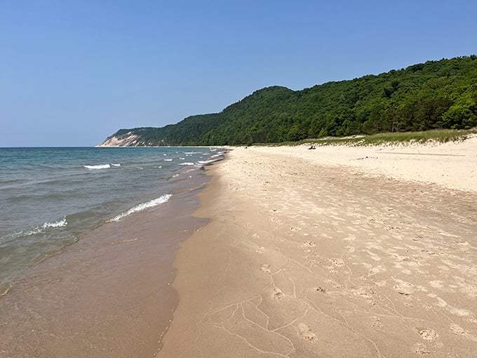 The bluffs, the sand, the water, all lined up together like they rehearsed this just for you.